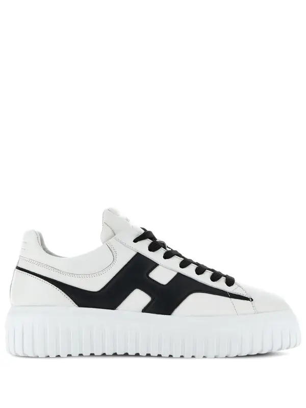 Hogan H Stripes Leather Sneakers - Black