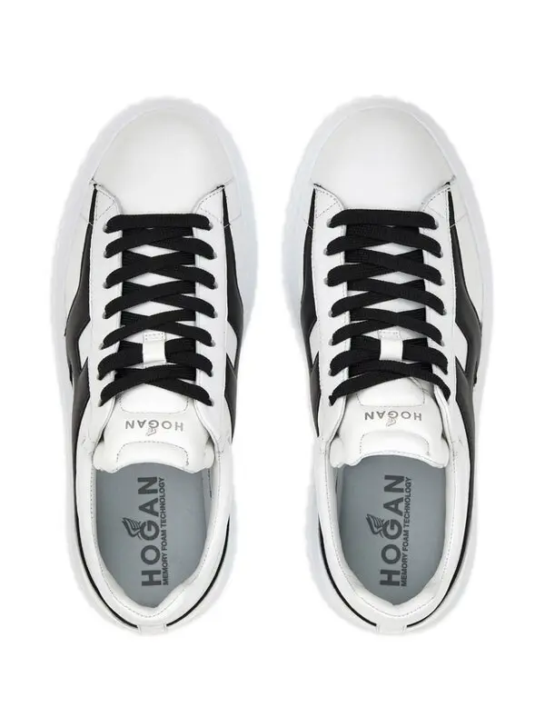 Hogan H Stripes Leather Sneakers - Black