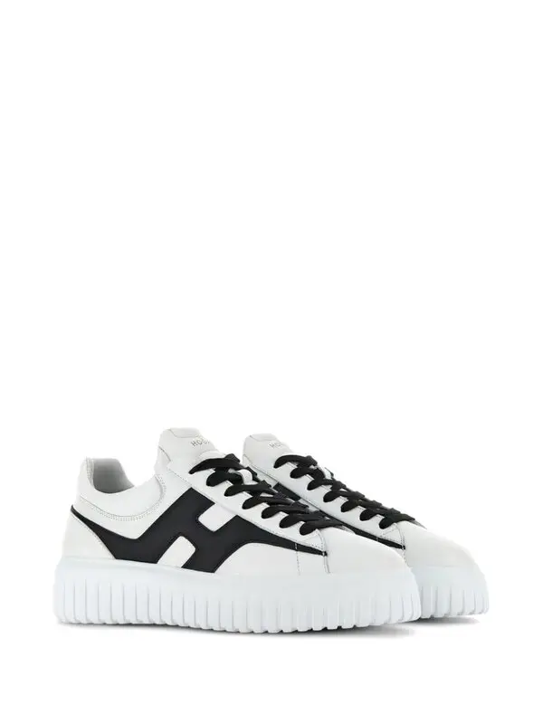 Hogan H Stripes Leather Sneakers - Black