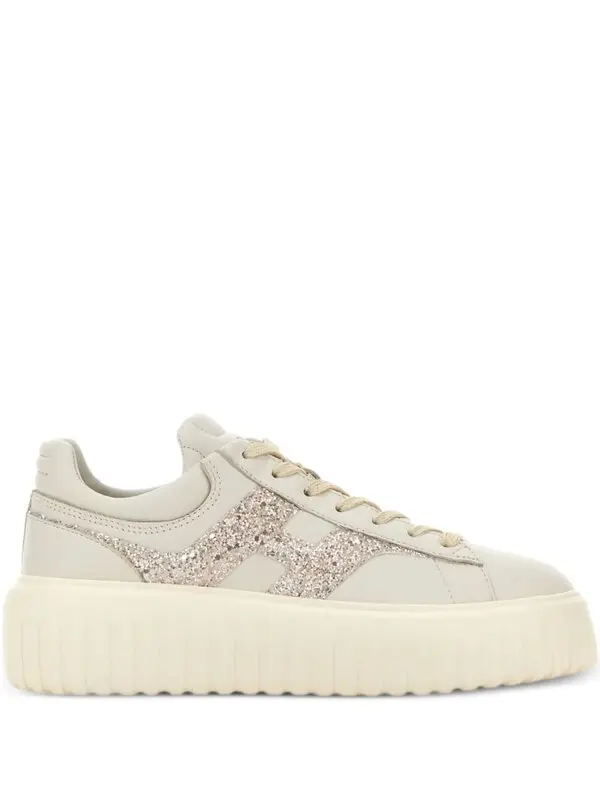 Hogan H Stripes Leather Sneakers - Beige