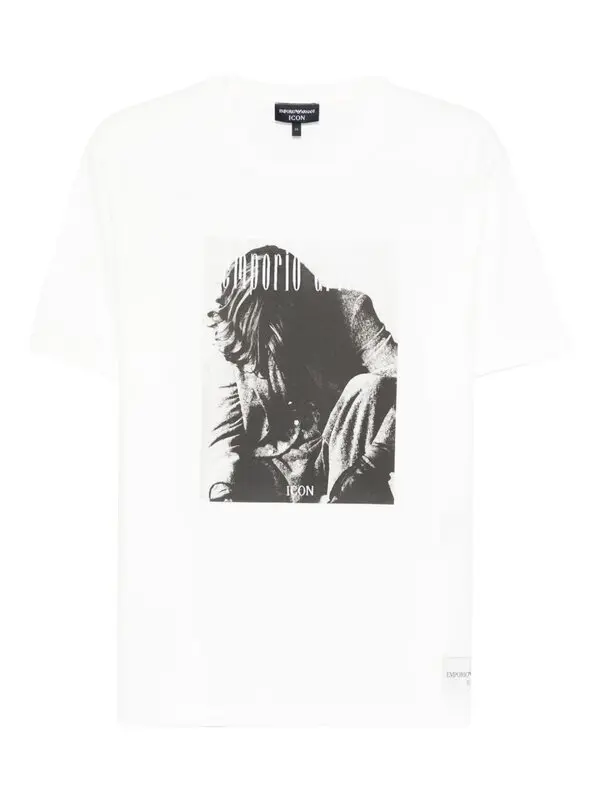 Emporio Armani Printed Cotton T Shirt - White
