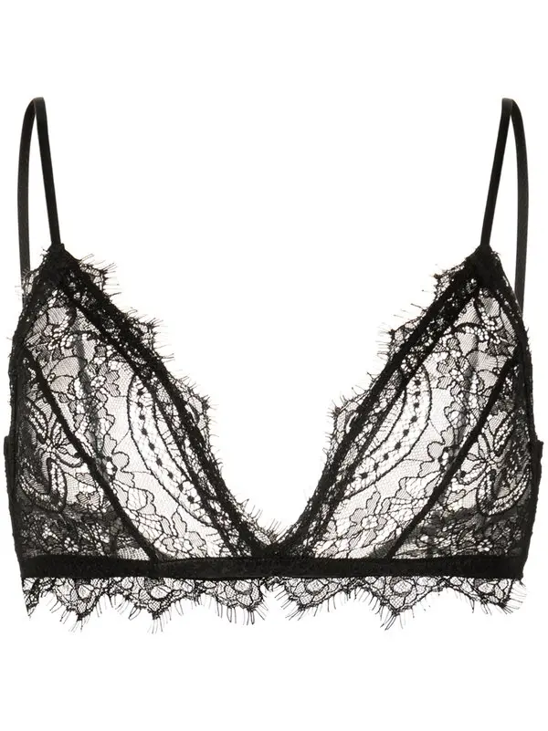 ANINE BING Lace Bra With Trim - Black