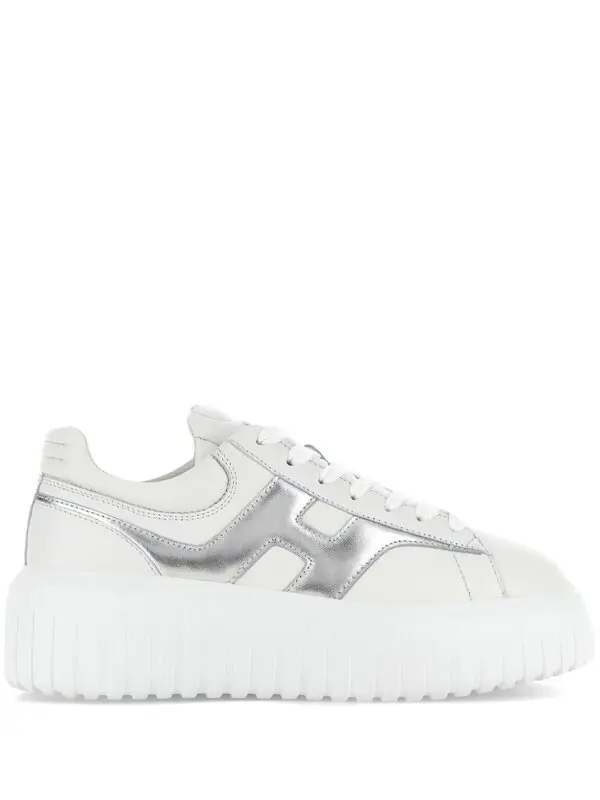 Hogan H Stripes Leather Sneakers - Silver