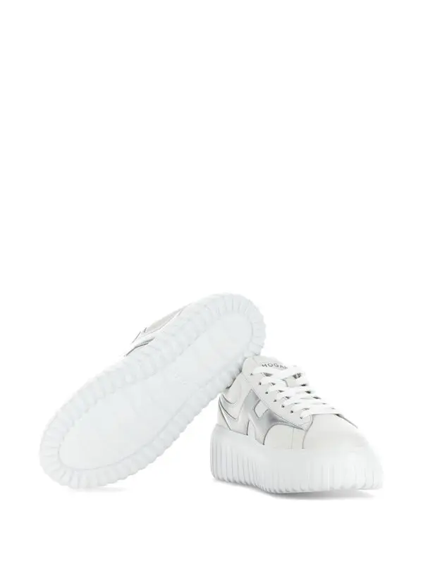 Hogan H Stripes Leather Sneakers - Silver