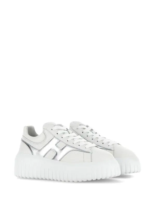 Hogan H Stripes Leather Sneakers - Silver
