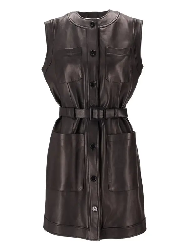 LA ROSE Leather Shirt Dress