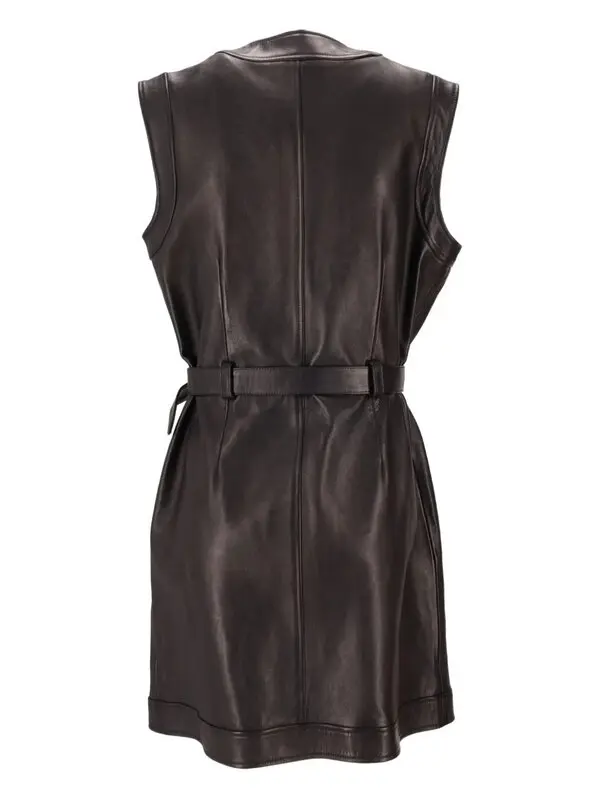 LA ROSE Leather Shirt Dress