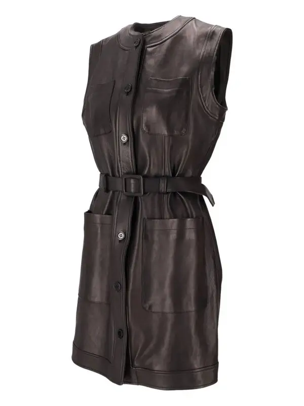 LA ROSE Leather Shirt Dress