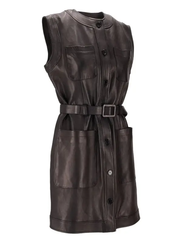 LA ROSE Leather Shirt Dress