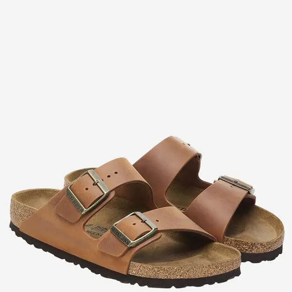 BIRKENSTOCK Arizona Oiled Leather Sandals - Brown