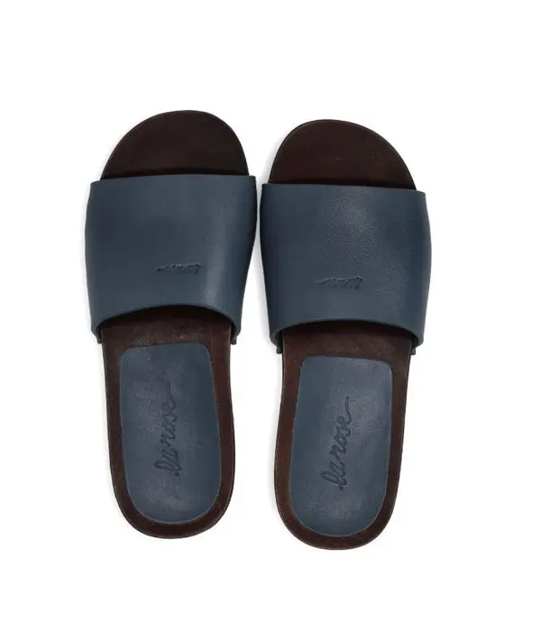 LA ROSE Leather Clogs - Denim