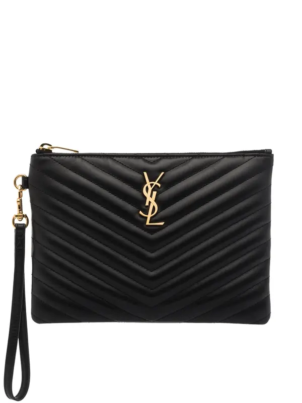 Saint Laurent Monogrammed Leather Pouch