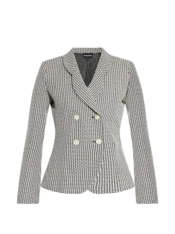 Emporio Armani Double-breasted Houndstooth Blazer - Beige