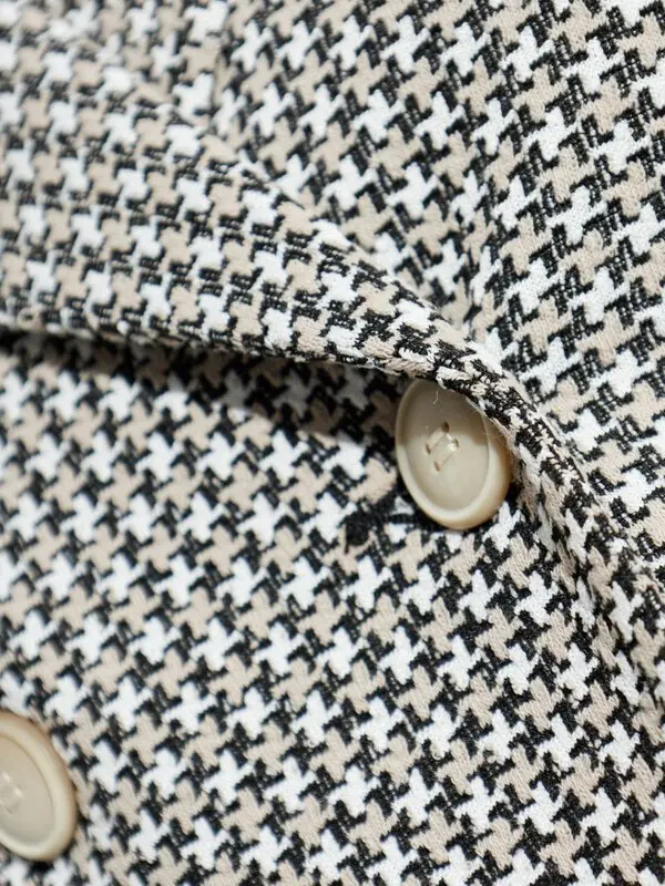 Emporio Armani Double-breasted Houndstooth Blazer - Beige