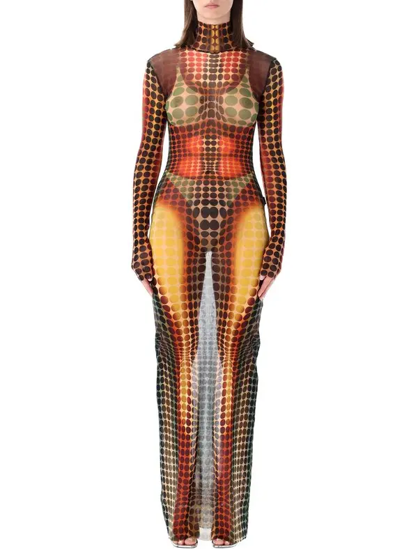 JEAN PAUL GAULTIER Dots Re-edition Long Dress - Orange Multi