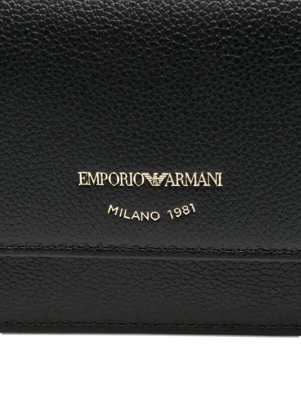 Emporio Armani Leather Wallet On Chain - Black