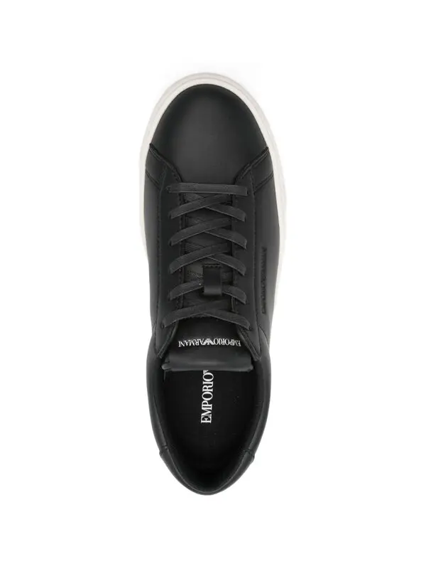 Emporio Armani Leather Sneakers - Black
