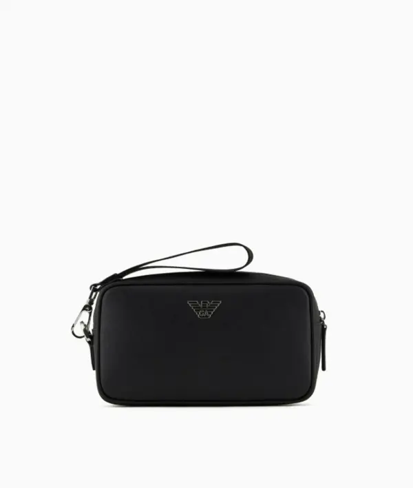 Emporio Armani Beauty Case In Regenerated Leather - Black