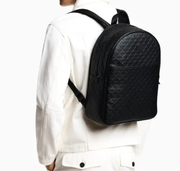 Emporio Armani Logo Leather Backpack