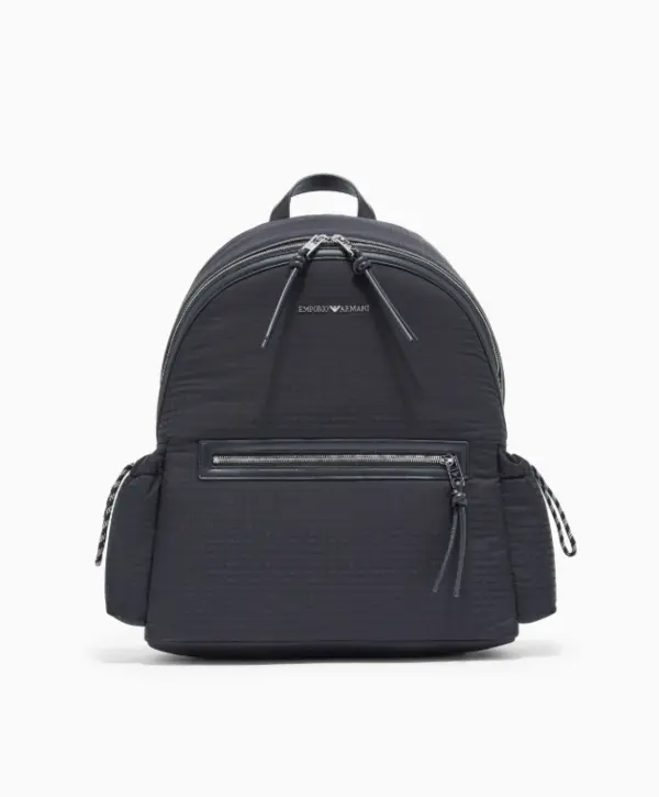 Emporio Armani Monogram Nylon Backpack - Black