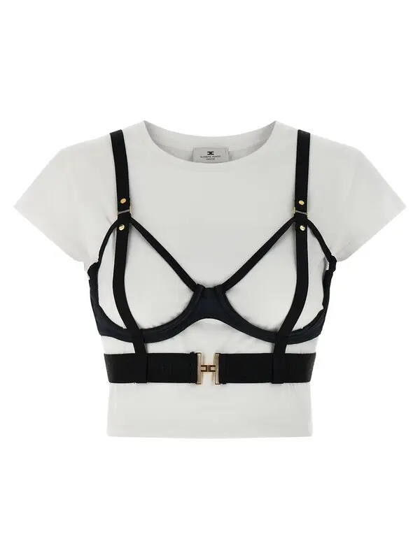 Elisabetta Franchi T-shirt And Bra Set - White/black