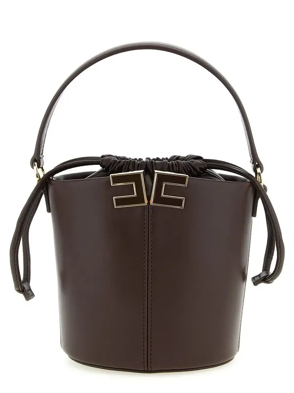 Elisabetta Franchi Logo Bucket Bag - Brown