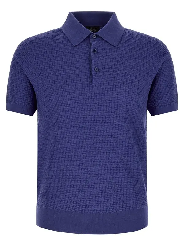 Brioni Weaving Polo Plot - Blue