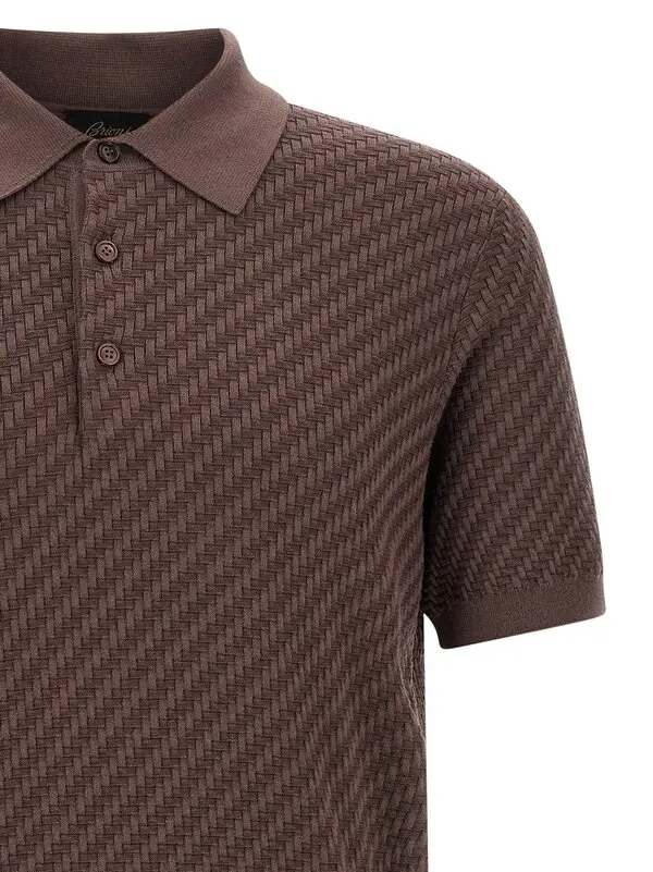 Brioni Weaving Polo Plot - Brown