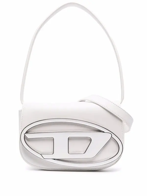 DIESEL 1 Dr Leather Shoulder Bag - White