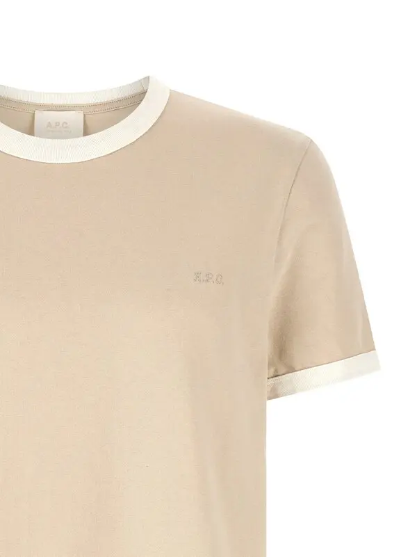 A.p.c. Logo Embroidery T Shirt - Beige