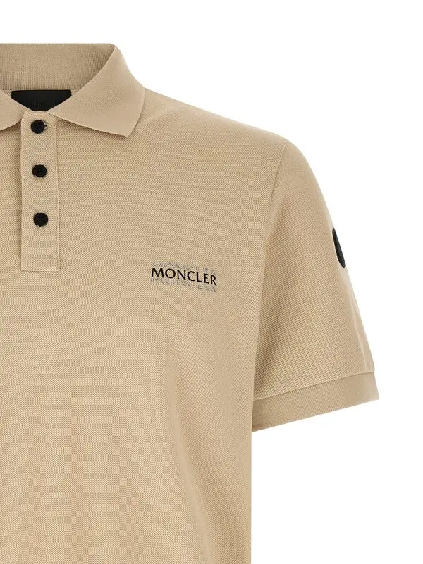 Moncler Piqué Polo Shirt - Beige