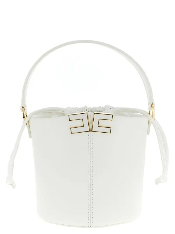 Elisabetta Franchi Logo Bucket Bag - Beige