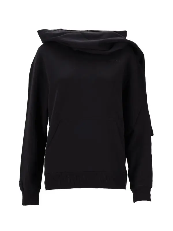 COURREGES Hooded Sweatshirt With Embroidered Scarf - Black