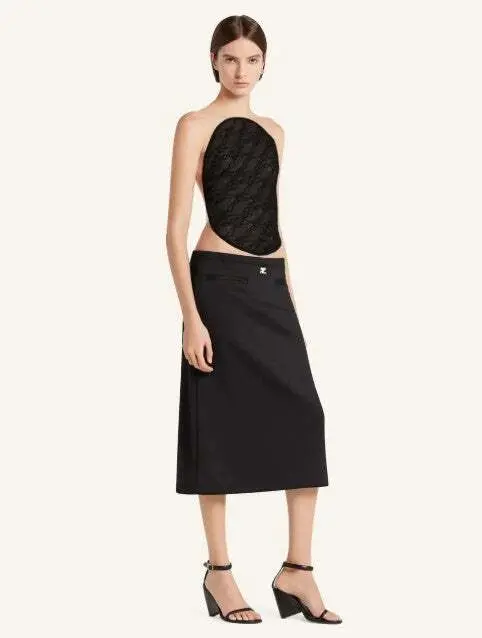 COURREGES Illusion Circle Lace Top - Black