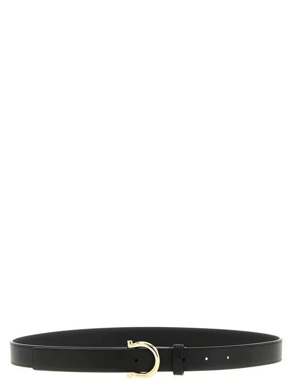 FERRAGAMO Gancini Leather Belt - Black