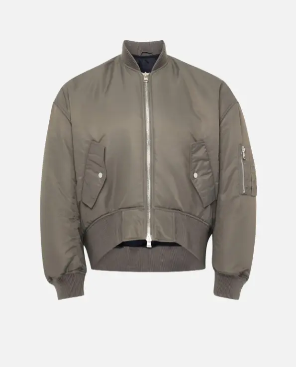 JW Anderson Oversized Curved Hem Bomber Jacket - Steel