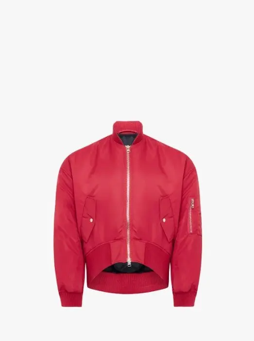 JW Anderson Oversized Curved Hem Bomber Jacket - Ruby