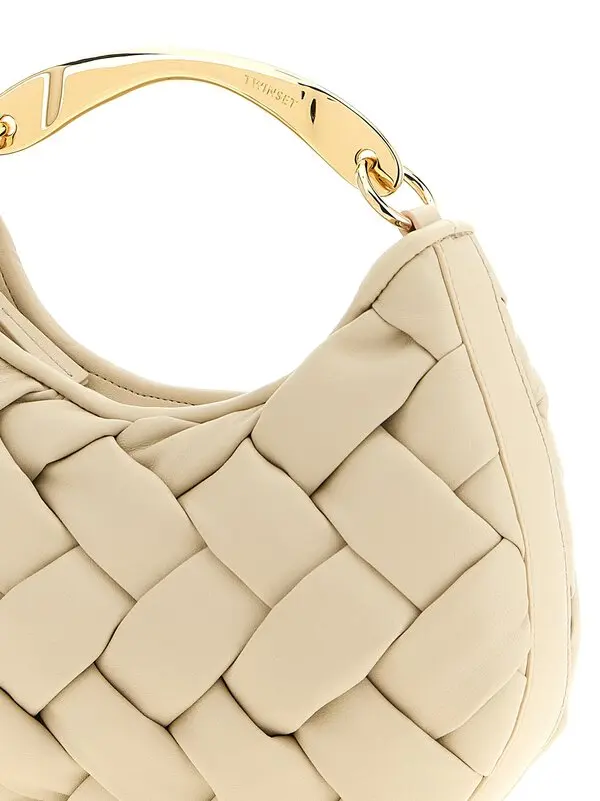 Twin-set Weaved Nappa Effect Handbag - Beige