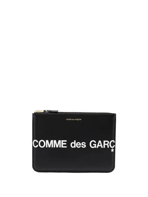 Comme Des Garçons Logo Leather Pouch - Black