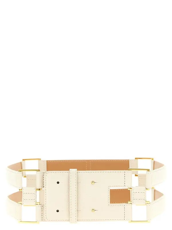 Elisabetta Franchi Double Band Belt - White