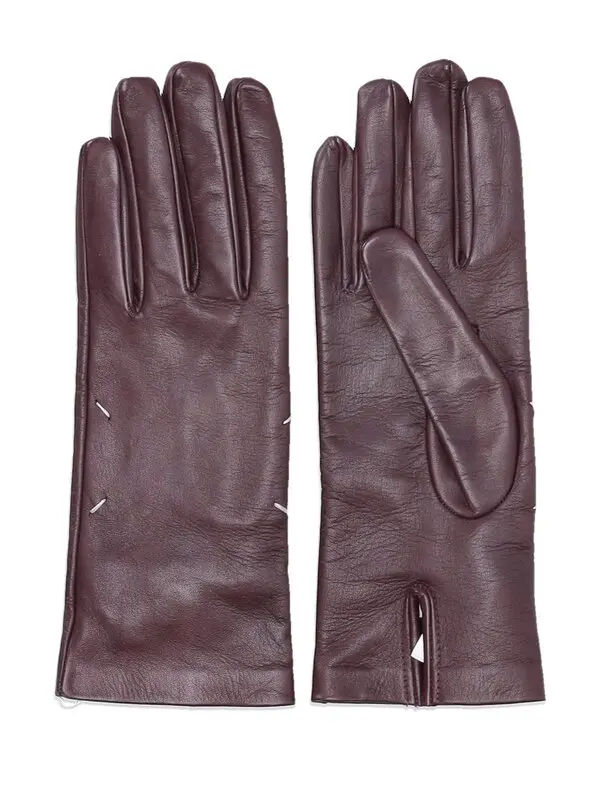 MAISON MARGIELA Leather Gloves - Aubergine