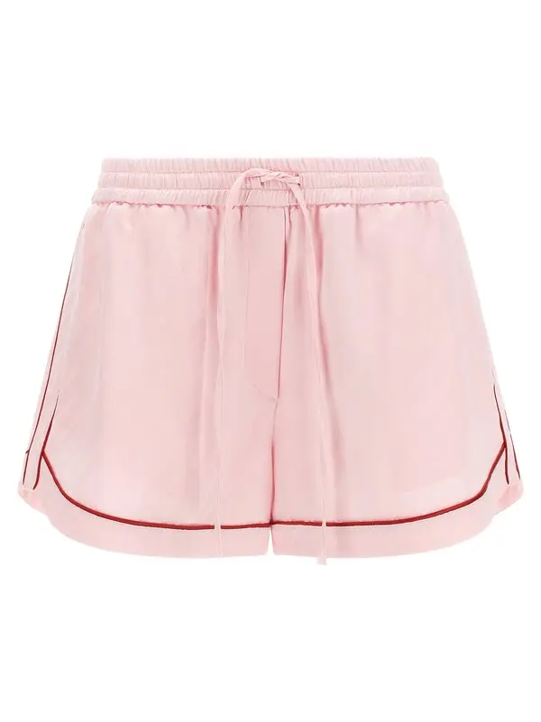 Off White Jacquard Satin Pajama Shorts