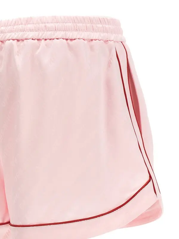 Off White Jacquard Satin Pajama Shorts