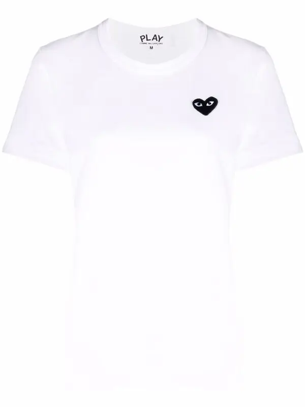 Comme Des Garçons Cotton T-shirt With Heart Motif - White