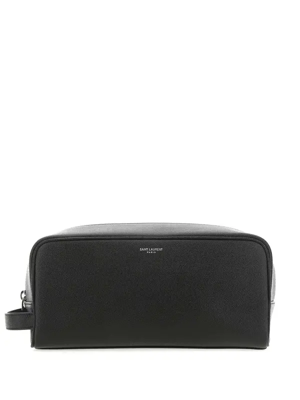 Saint Laurent Grained Leather Cosmetic Pouch - Noir