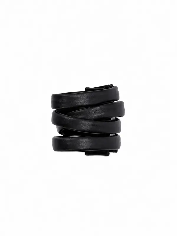 LA ROSE Leather Wrap Bracelet - Nero