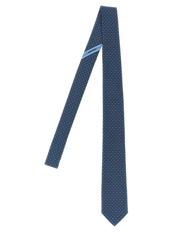 FERRAGAMO Biella Jacquard Gancini Silk Tie - Blue
