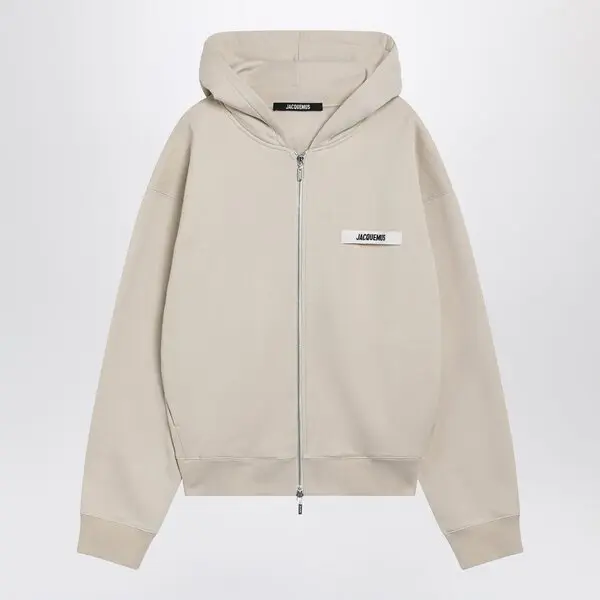 Jacquemus Zip-up Cotton Fleece Hoodie - Beige