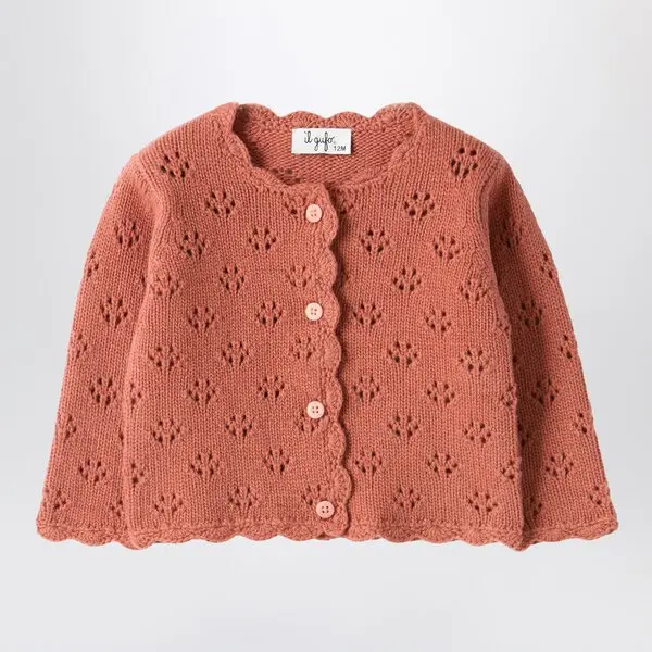 IL GUFO Merino Wool Cardigan With Openwork Pattern