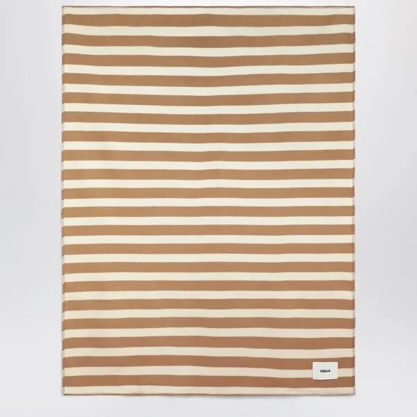 TEKLA Ivory And Beige Striped Wool Blanket 130x180 - Multicolor